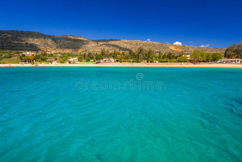 Marathi Bay with Beautiful Beach on Crete Stock Photo - Image of ...
