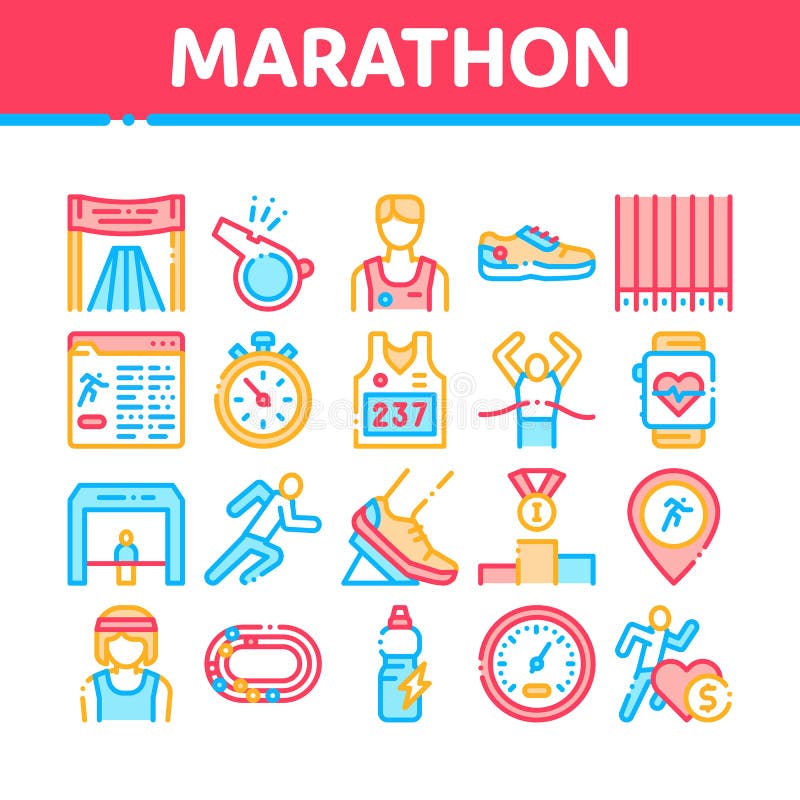 Marathon Collection Elements Icons Set Vector Stock Vector ...