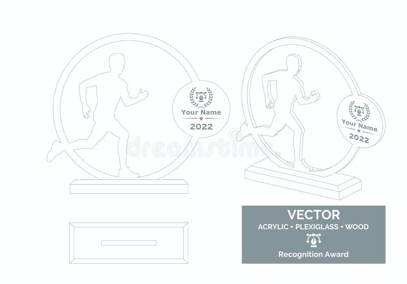 Marathon Competitions Trophy Vector Template, Marathon Runner Trophy ...