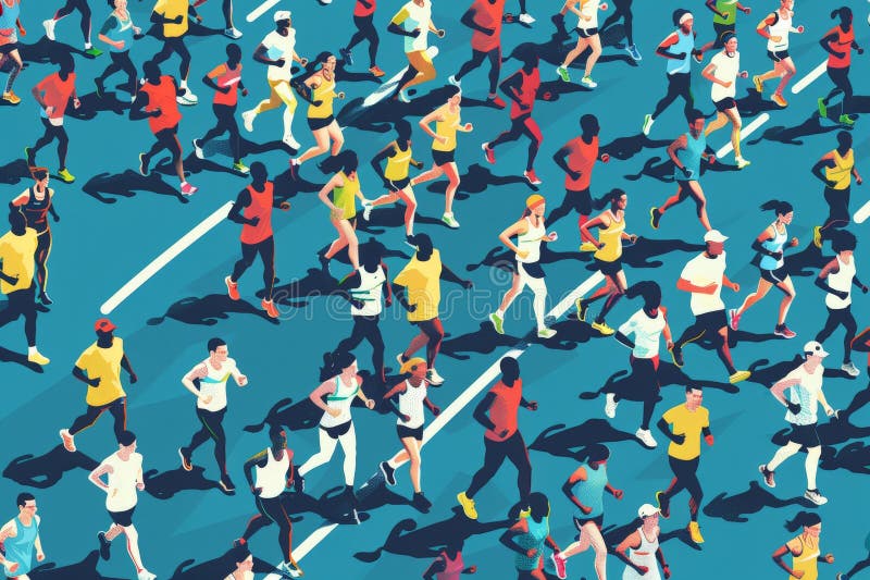 Marathon Event Poster, Colorful Running Poster or Banner, Illustration ...