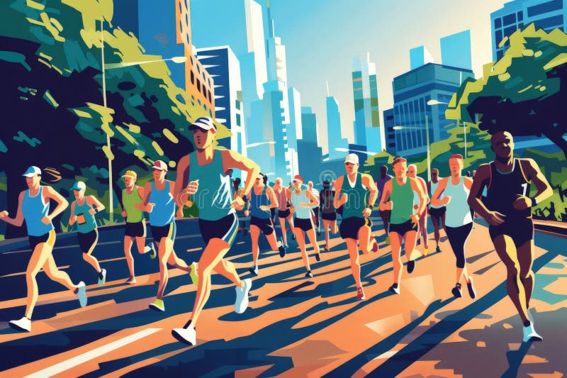 Marathon Event Poster, Colorful Running Poster or Banner, Illustration ...