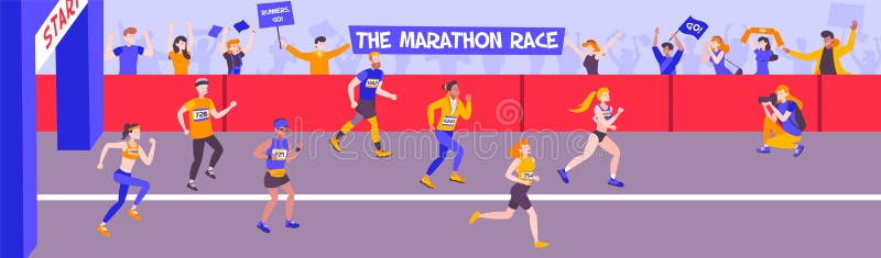 Marathon Race Horizontal Composition Stock Vector - Illustration of ...