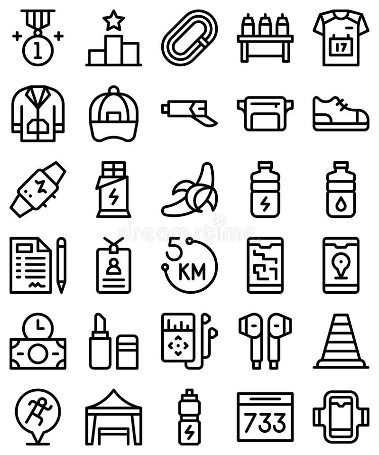 Marathon Related Line Icon Set 2, Vector Illustration Stock Vector ...
