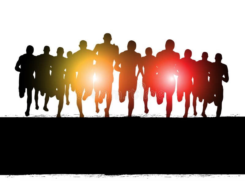 Group of Marathon Runners on Abstract Swirl Backgr Stock Vector ...