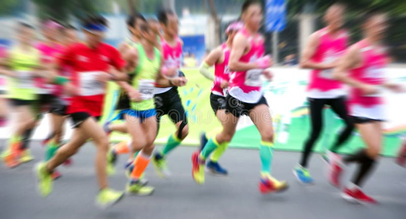 A Marathon Run on a City Road Stock Photo - Image of person, match ...