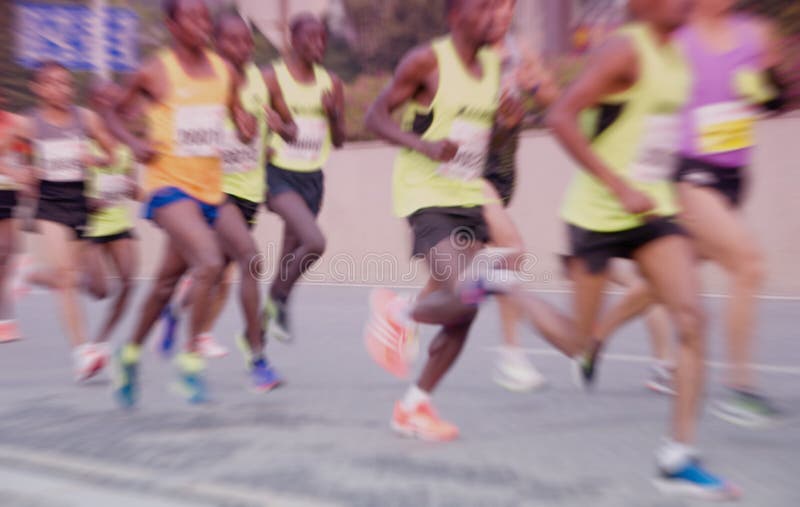 A Marathon Run on a City Road Stock Photo - Image of fitness, motion ...