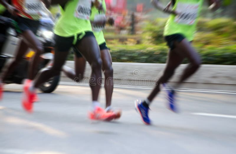 A Marathon Run on a City Road Stock Photo - Image of competition ...