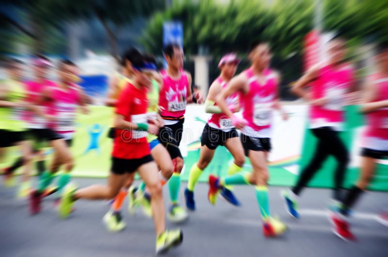 A Marathon Run on a City Road Stock Photo - Image of exercise, race ...
