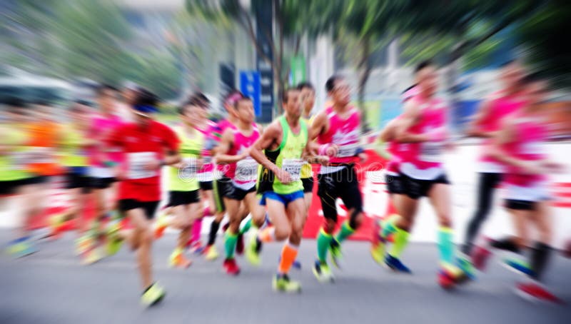 A Marathon Run on a City Road Editorial Stock Image - Image of ...