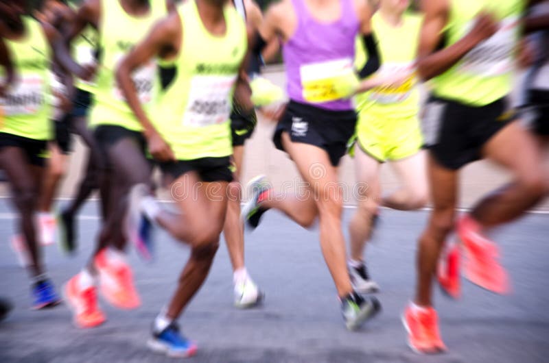 A Marathon Run on a City Road Stock Photo - Image of city, athletic ...