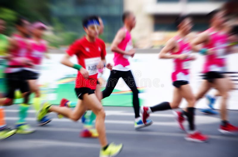 A Marathon Run on a City Road Stock Image - Image of recreation ...