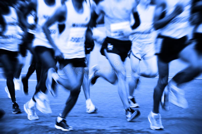 A Marathon Run on a City Road Stock Photo - Image of people, energy ...