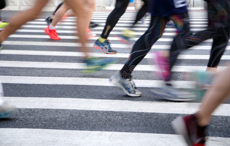 A Marathon Run on a City Road Stock Image - Image of exercise, person ...