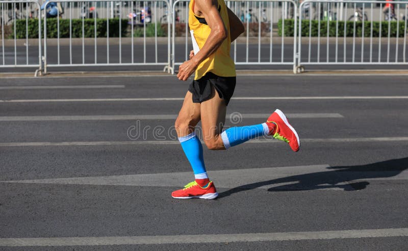 Marathon Runner Running on City Road Editorial Image - Image of ...