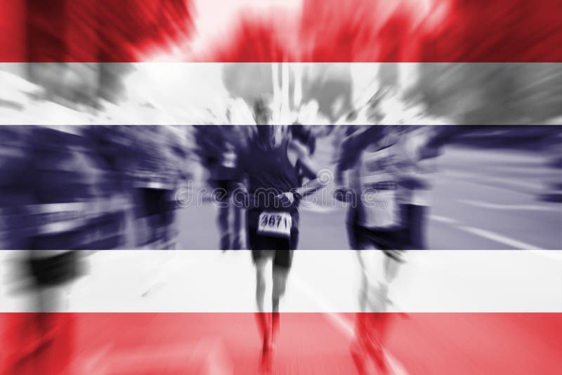 Marathon Runner Motion Blur with Blending Thailand Flag Stock Photo ...