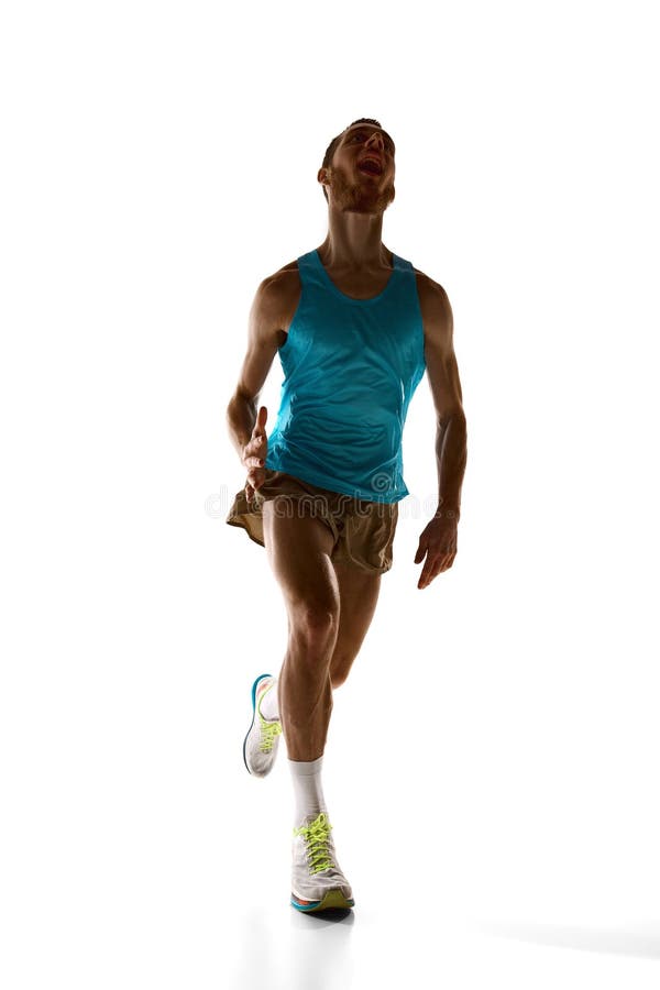 Marathon Runner Pushing Limits, Intense Focus and Controlled Motion ...