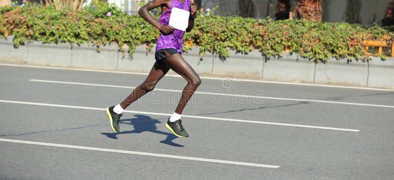 Marathon Runner Running on City Road Stock Photo - Image of lifestyle ...