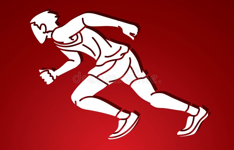 Marathon Runner Start Running a Man Running Action Movement Cartoon ...