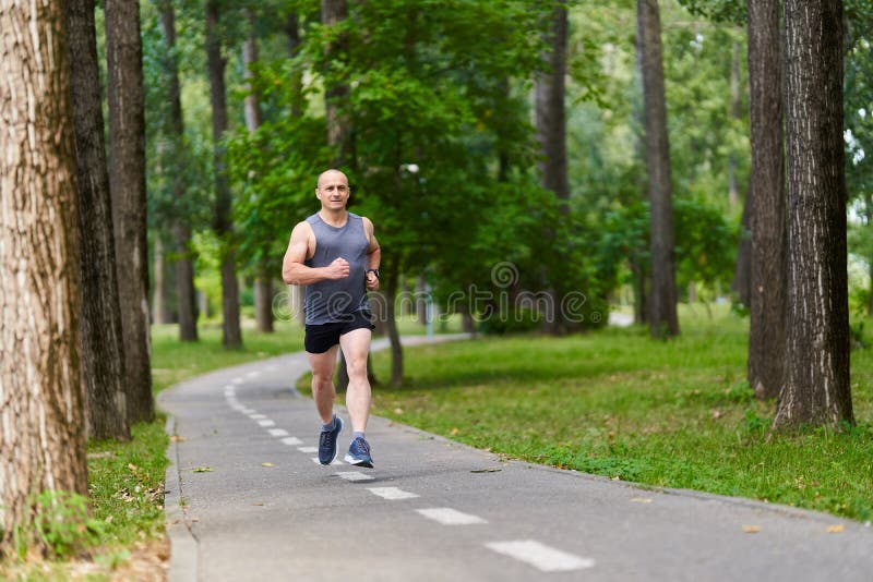 Marathon Runner Training in the Park Stock Photo - Image of effort ...