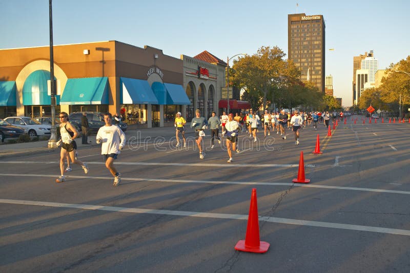 Marathon Runners in Columbus Ohio on a Sunny Sunday Morning Editorial ...