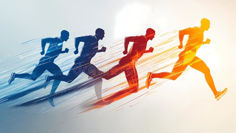 Marathon Runners Competing in a Race with Motion Blur Effect Stock ...