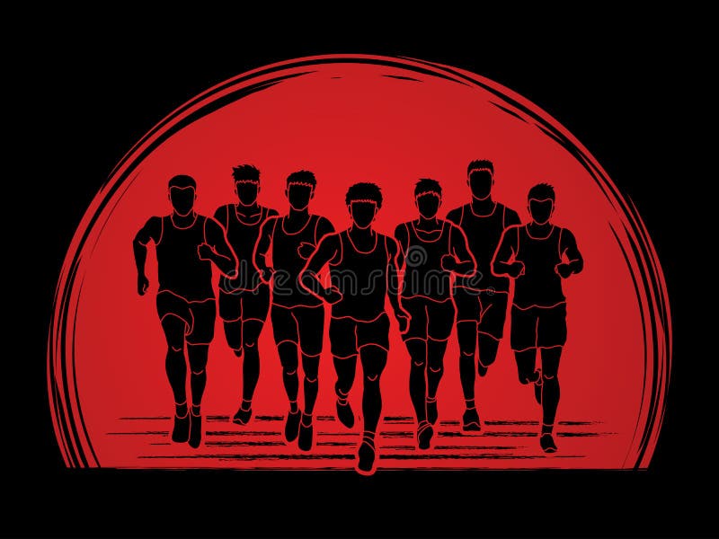 Marathon Runners, Group of People Running, Men Running Stock Vector ...