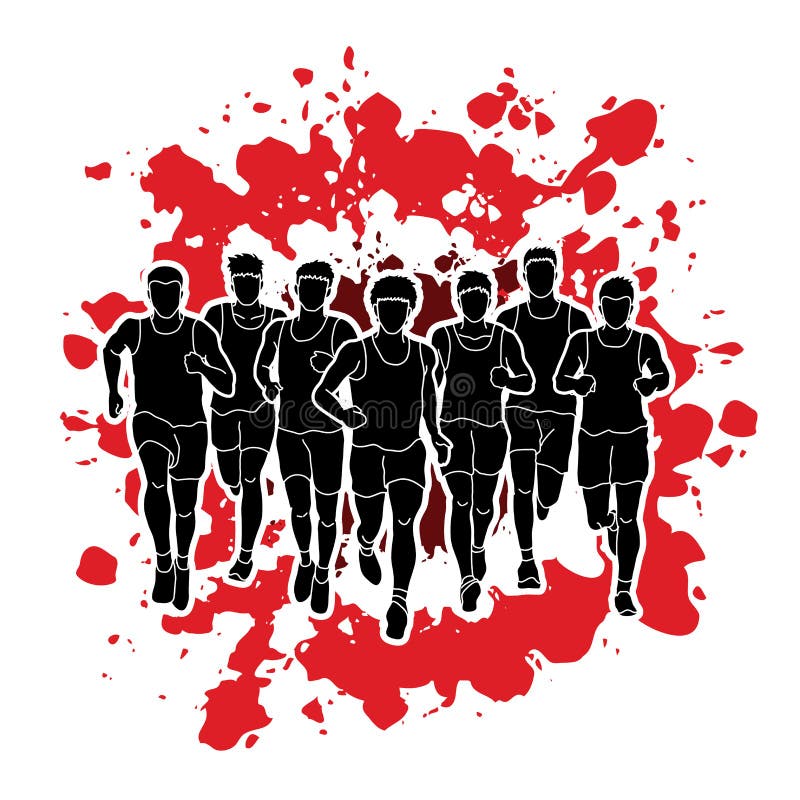 Marathon Runners, Group of People Running, Men Running Stock Vector ...