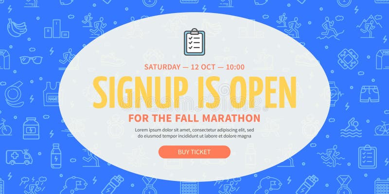 Marathon Signup Open Invitation Horizontal Placard Poster Banner Card ...