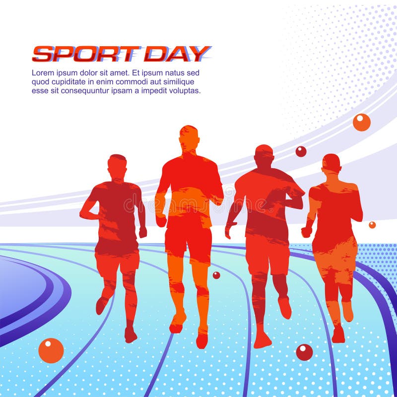Marathon Sport Banner Design. Running Silhouette Illustration Vector ...