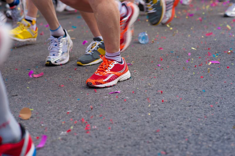 Marathon start stock photo. Image of runners, feet, running - 20323530