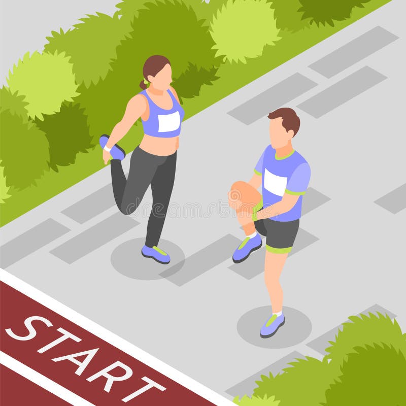 Marathon Runners Isometric Background Stock Vector - Illustration of ...