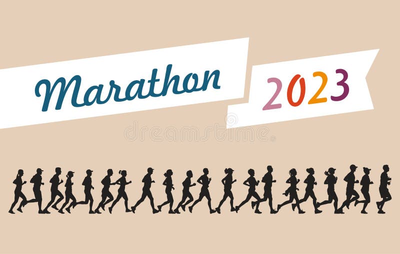 Marathon 2023 Vector Banner. Running People Vector Illustration. Stock ...