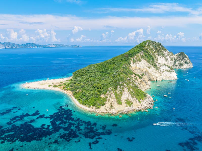 Marathonisi Island, Zakynthos Stock Photo - Image of aerial ...