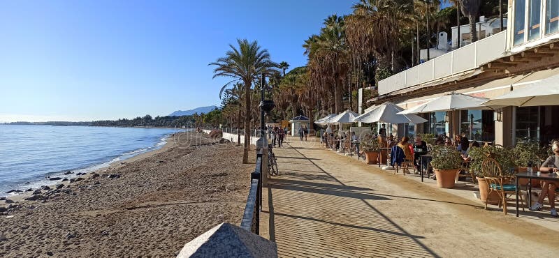 Marbella Paseo Maritimo Afternoon Beach Restaurant Tapas Editorial ...