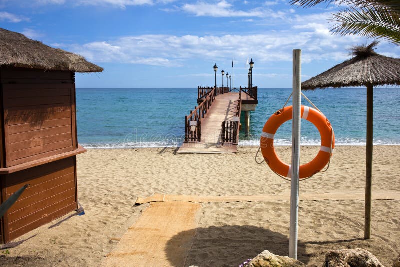 Marbella-Strand Auf Costa Del Sol in Spanien Stockfoto - Bild von ...