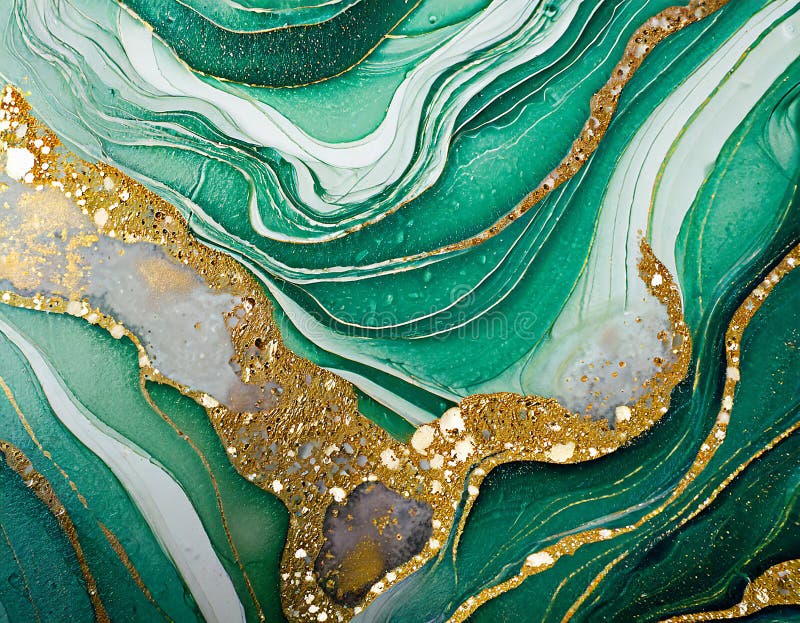Marble Abstract Acrylic Background. Agate Ripple Pattern. Gold Powder ...