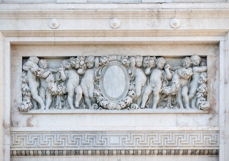 Marble Ancient Baby Bas-relief Stock Photo - Image of historic ...