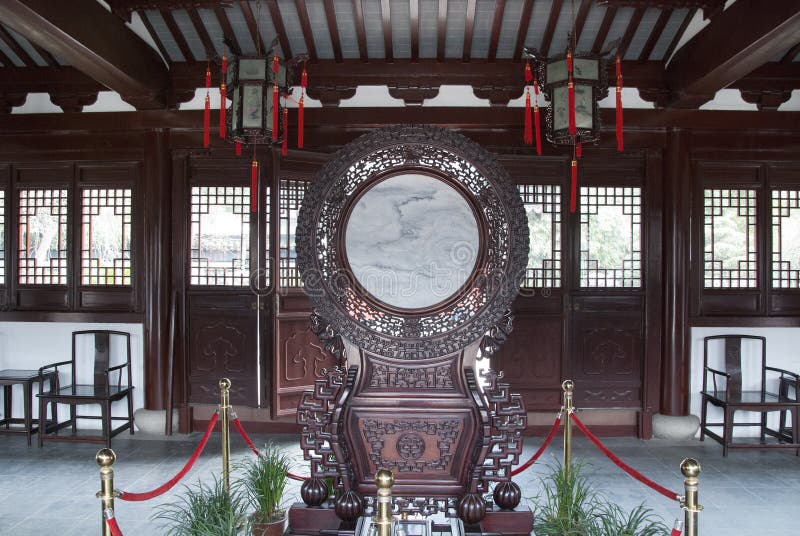 Chinese Ancient Lobby Traditional Furniture Stock Image - Image of ...