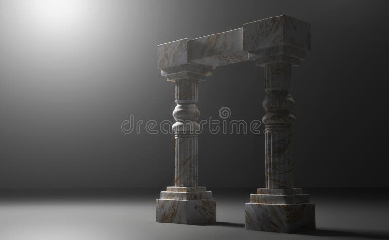 Marble Arch with Two Pillars Under Soft Lighting. Stock Image - Image ...