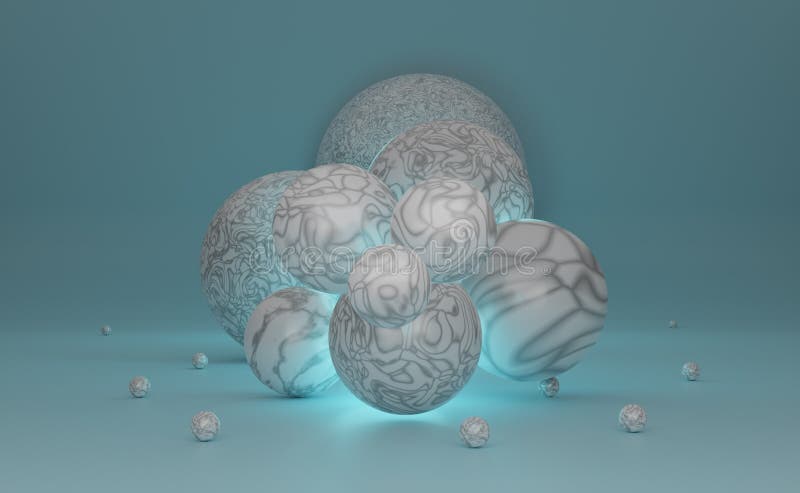 Marble Balls with Sky Blue Light or Spheres Abstract ,Concept 3d ...