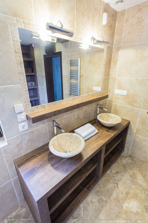 Marble basins stock image. Image of penthouse, home, decor - 51637837