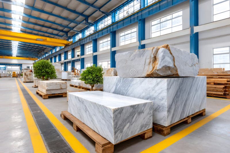 Marble Blocks Awaiting Processing in Factory Warehouse Stock ...
