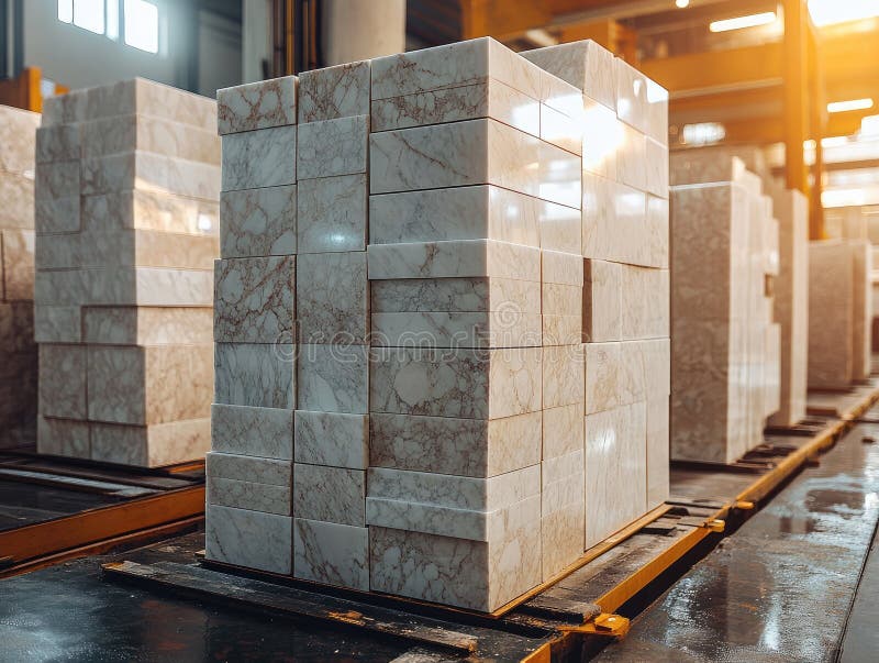 Marble Blocks Inside Stone Cutting Factory Storage Room Stock ...