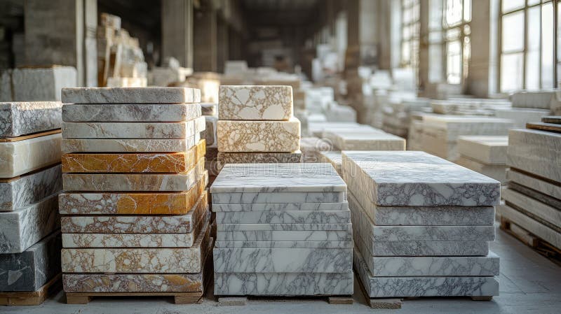Marble Blocks Inside Stone Cutting Factory Storage Room Stock ...