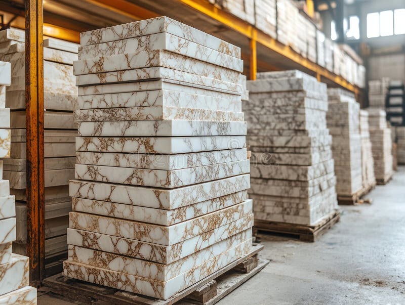 Marble Blocks Inside Stone Cutting Factory Storage Room Stock ...