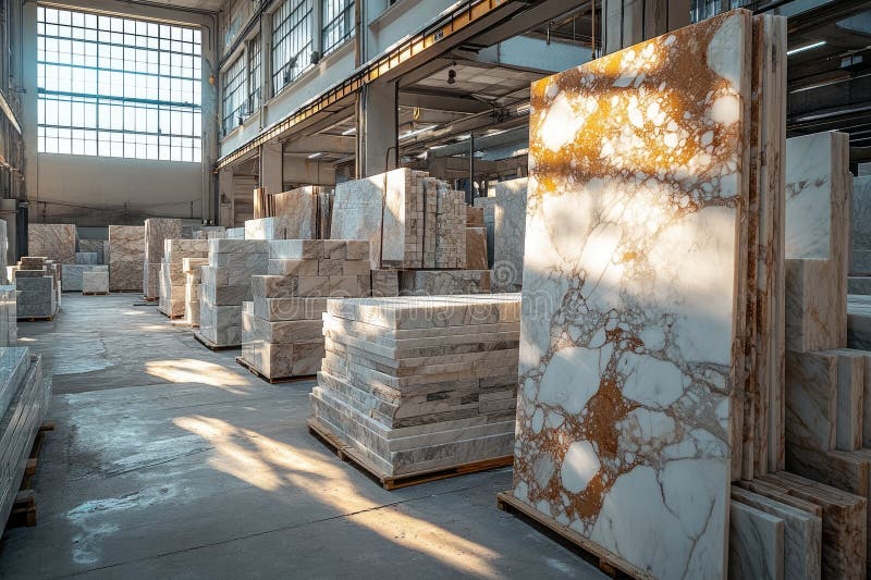 Marble Blocks Inside Stone Cutting Factory Storage Room Stock ...