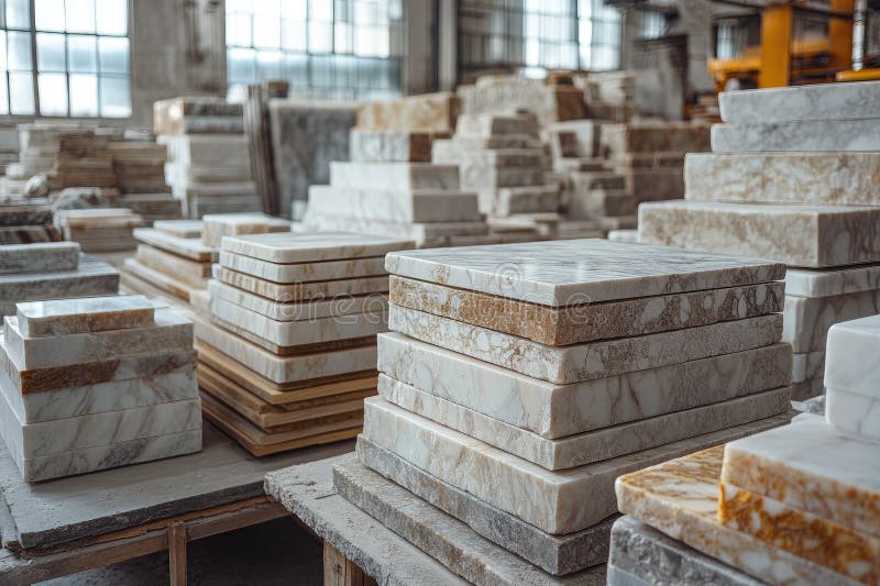 Marble Blocks Inside Stone Cutting Factory Storage Room Stock ...