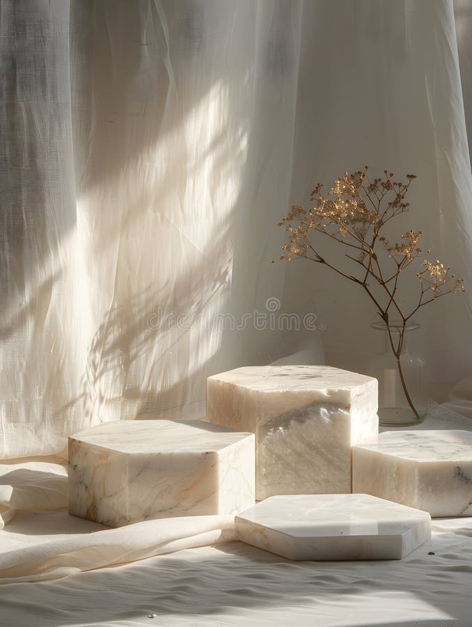 Marble Blocks Stacked on Table Art or Plant Display Stock Photo - Image ...