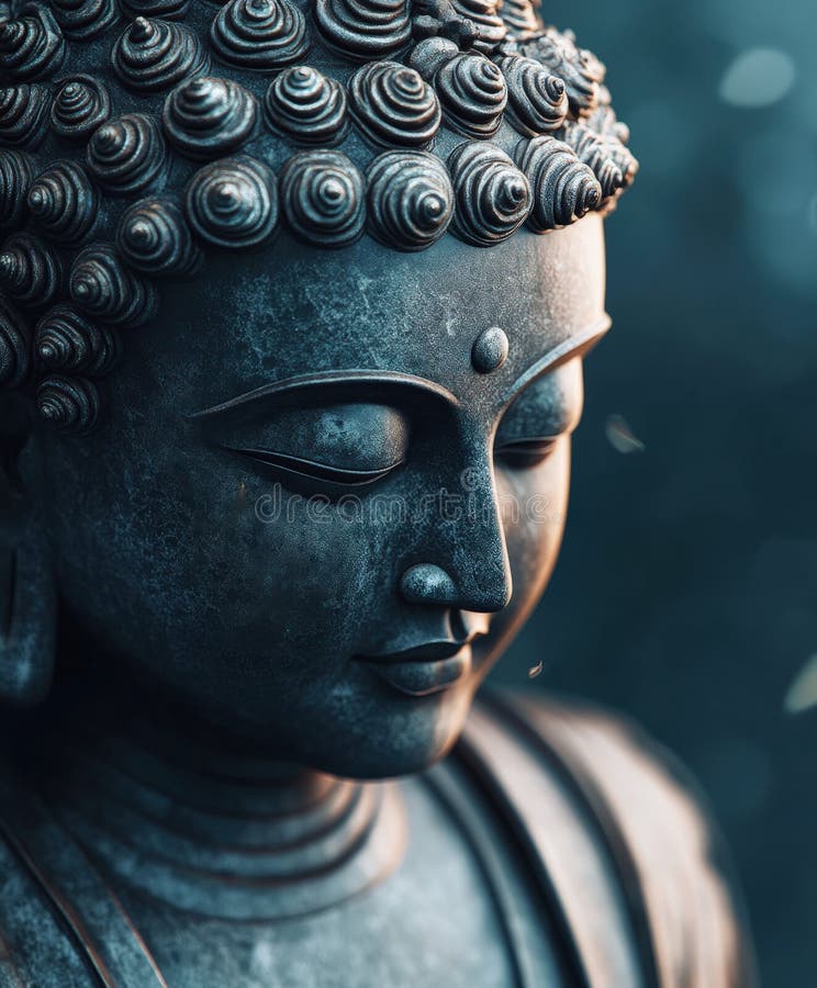 Marble Buddha Statue Showcasing Serene Expression and Intricate Texture ...