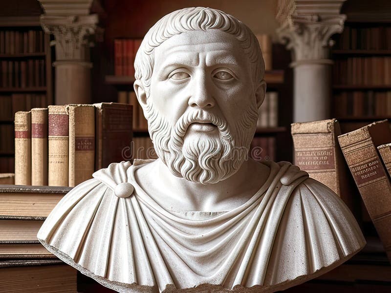 Marble Bust of the Philosopher Plato, Beautifully Illuminated by Soft ...